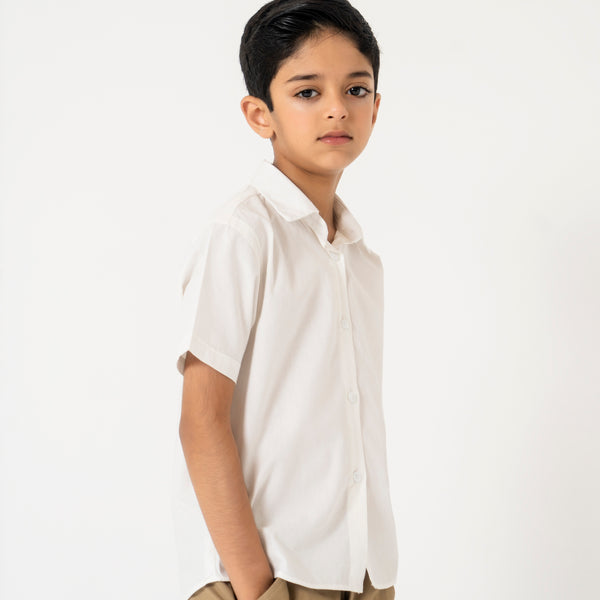 Boys Short Sleeves Button down shirt White Nine Ninety Nine